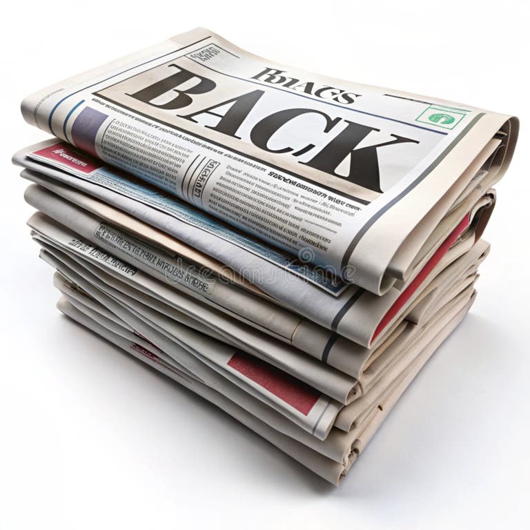 Stack of Newspapers with Word "back" Isolated Stock Illustration ...