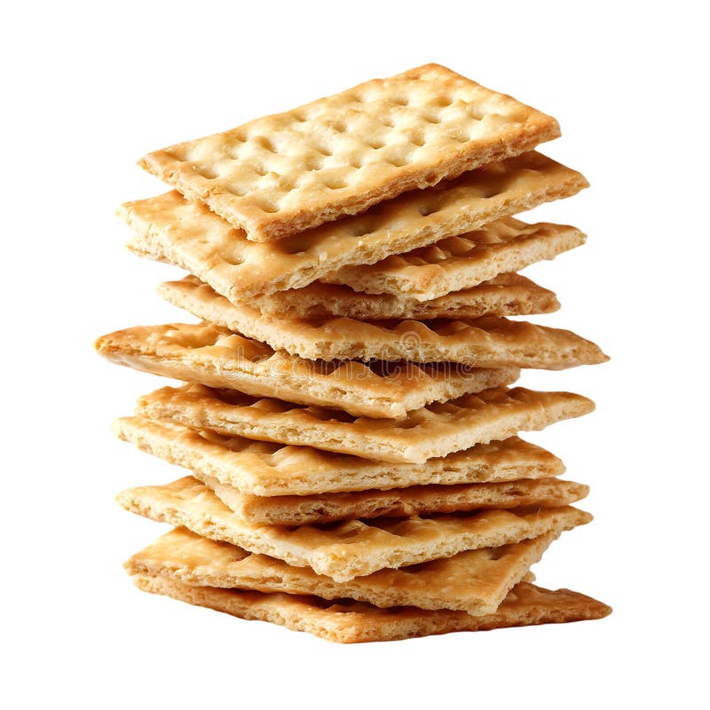 A Stack of Nine Rectangular Golden-brown Crackers is Arranged ...