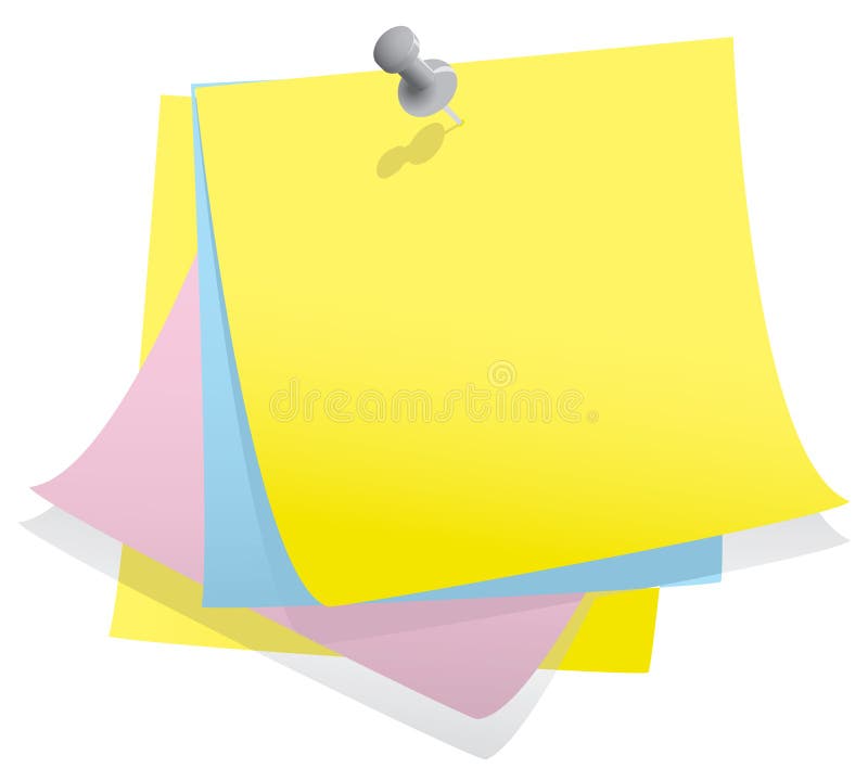 Stack of Note Paper with Pin Stock Vector - Illustration of pink, thumb ...