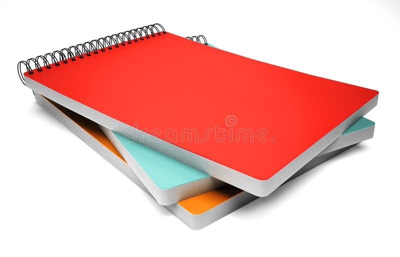 Stack of notebook on white stock illustration. Illustration of document ...