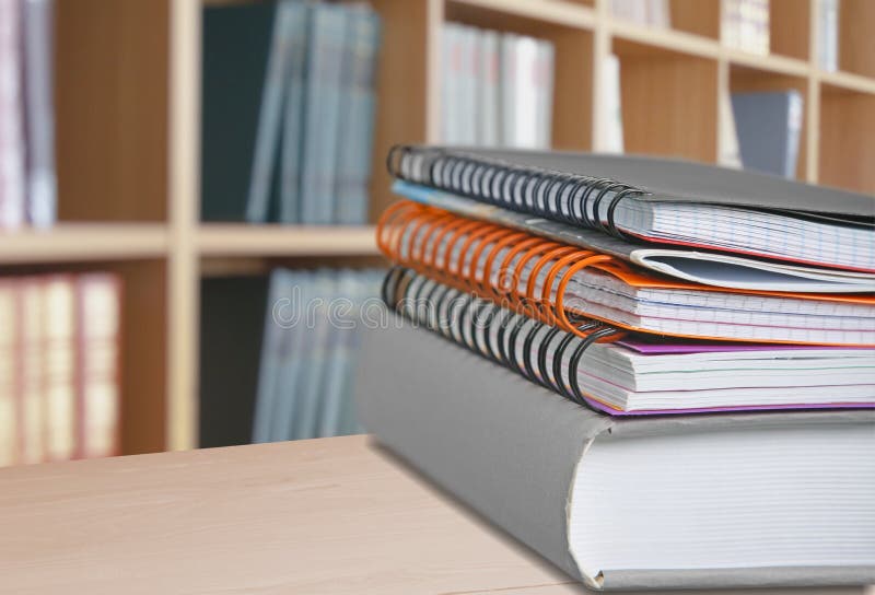 Stack of Notebooks with Book on Stock Image - Image of school, cover ...