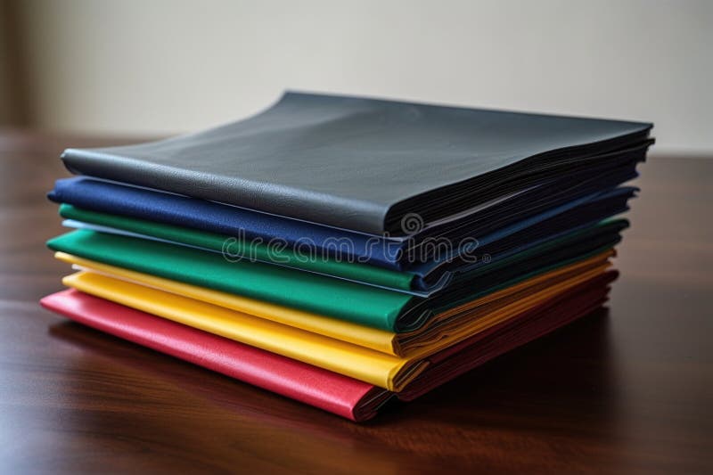 A Stack of Notebooks, Each with a Different Colored Cover Stock Photo ...