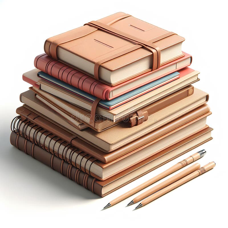 Stack of Notebooks Isolated on White Background Stock Illustration ...