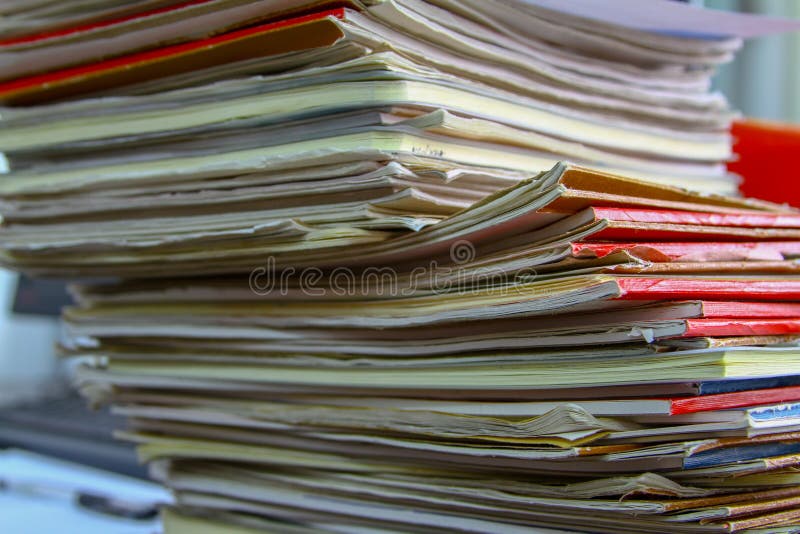 A Stack of Notebooks Paperwork Stock Image - Image of city, basket ...