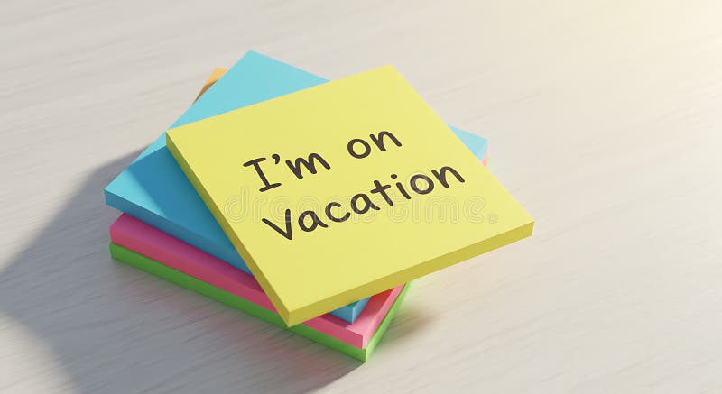 Stack of Notes Saying I M on Vacation Getaway Stock Illustration ...