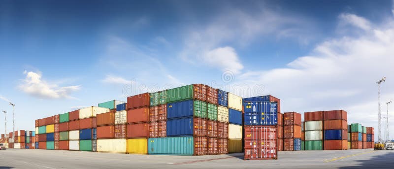 A Stack of Numerous Containers in an Industrial Yard Stock Photo ...