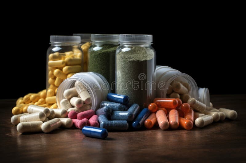 A Stack of Nutritional Supplements in a Neat and Orderly Pile Stock ...