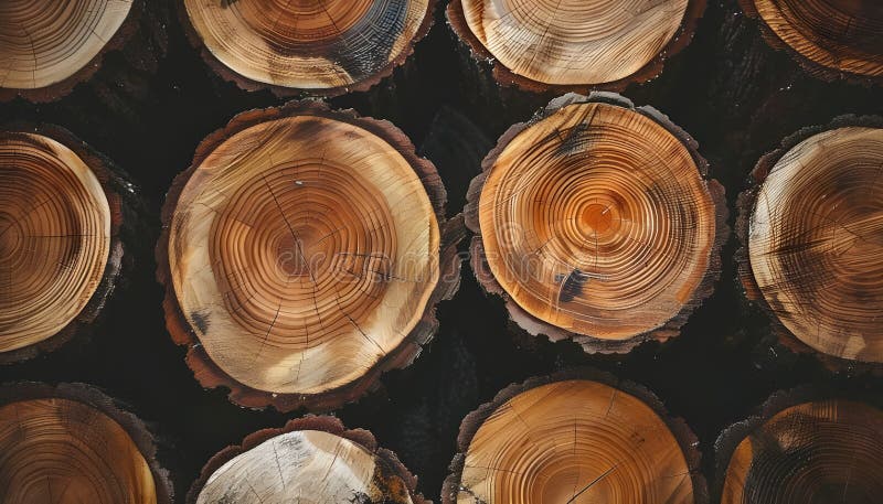 Stack of Oak Tree Wood Lined Up Stock Illustration - Illustration of ...