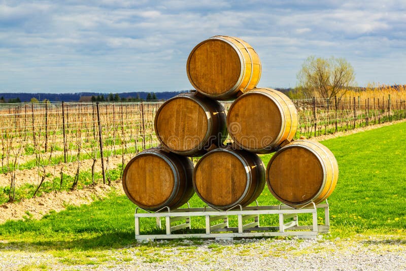 A Stack of Oak Wine Barrels. Ontario, Canada Stock Photo - Image of ...