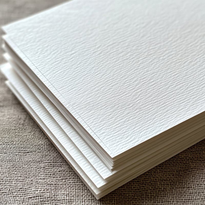 Stack of Off White Textured Paper Sheets on Linen Stock Illustration ...