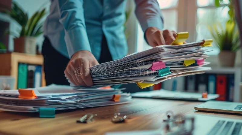 The Stack of Office Files.AI Generated Image Stock Image - Image of ...