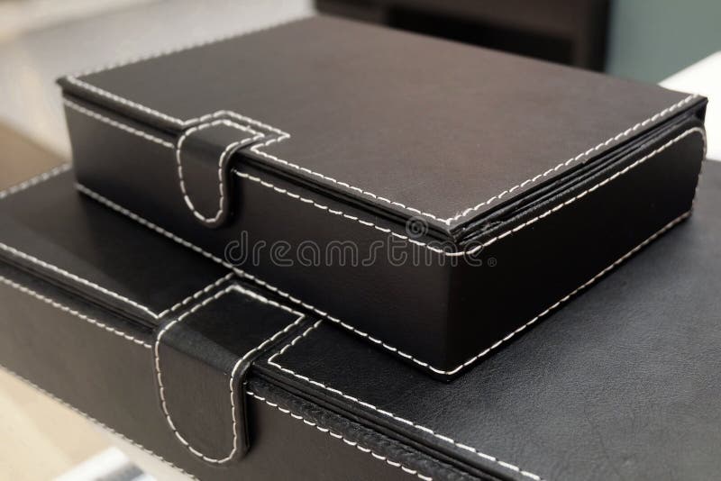 Stack of Office Organize Boxes on Table Stock Photo - Image of ...