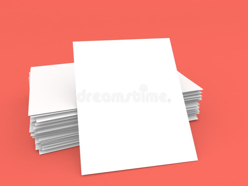 A Stack of Office Paper and an A4 Sheet on a Red Background. Stock ...