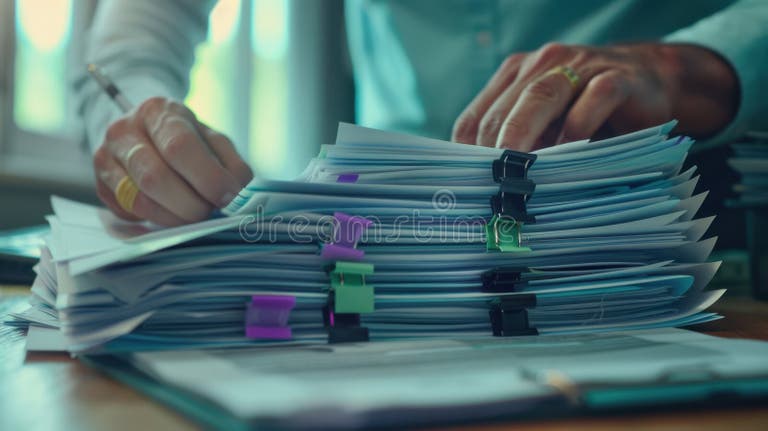 The Stack of Office Paperwork. AI Generated Stock Photo - Image of ...
