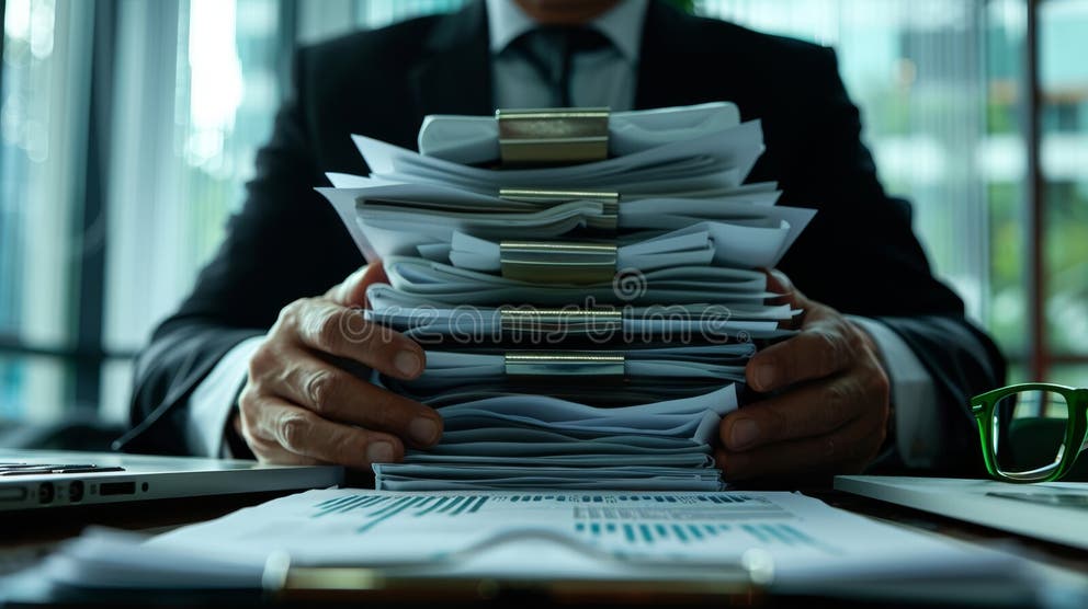 The Stack of Official Documents.AI Generated Image Stock Photo - Image ...