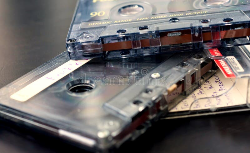 Stack of old audio tapes stock photo. Image of album - 59670316
