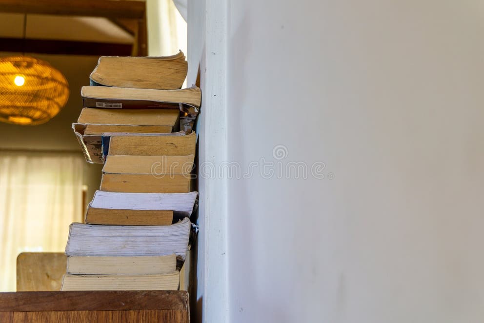 Stack of Old Book Next To the Wall Stock Image - Image of retro, brown ...