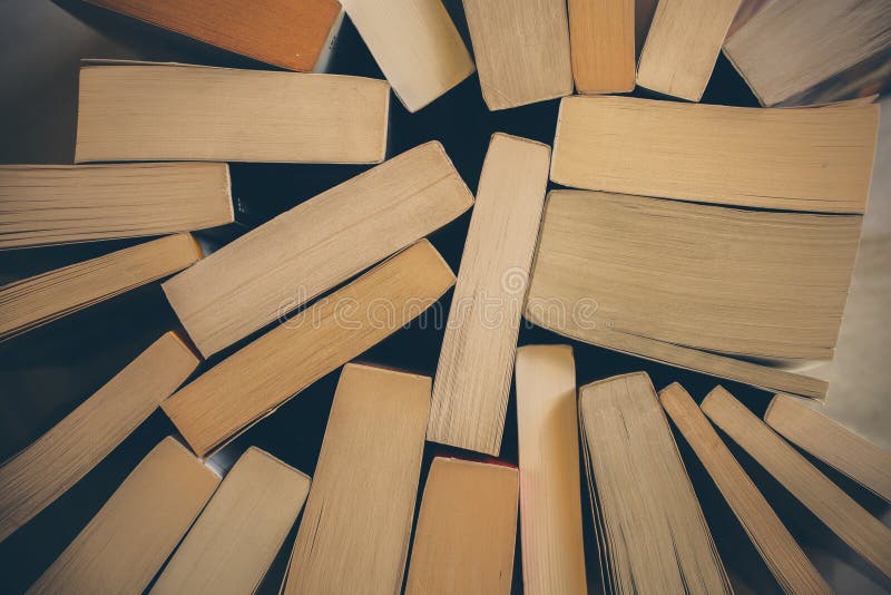 Stack of Old Books Background. Top View of Many Books Piled Together ...