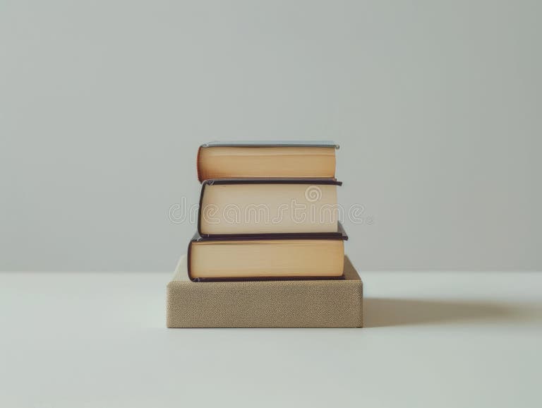 Stack of Old Books on a Beige Box Stock Illustration - Illustration of ...