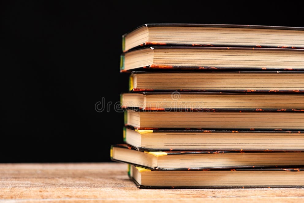 Stack of Old Books on a Black Background. Wisdom and Knowledge, Love of Reading. Stock Image ...