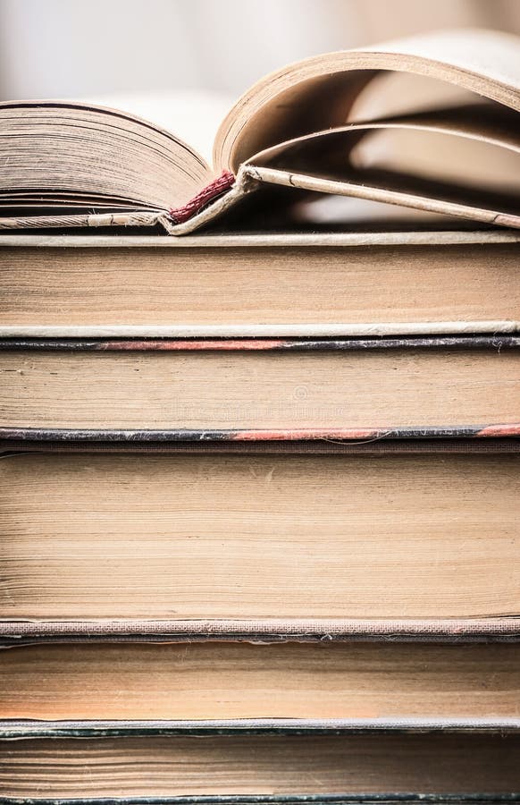 Stack of Old Books, Close Up, Front View. Reading,schooling or ...