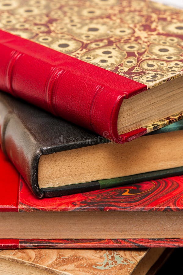Stack of Old Books with Colorful Ancient Bindings Stock Photo - Image ...