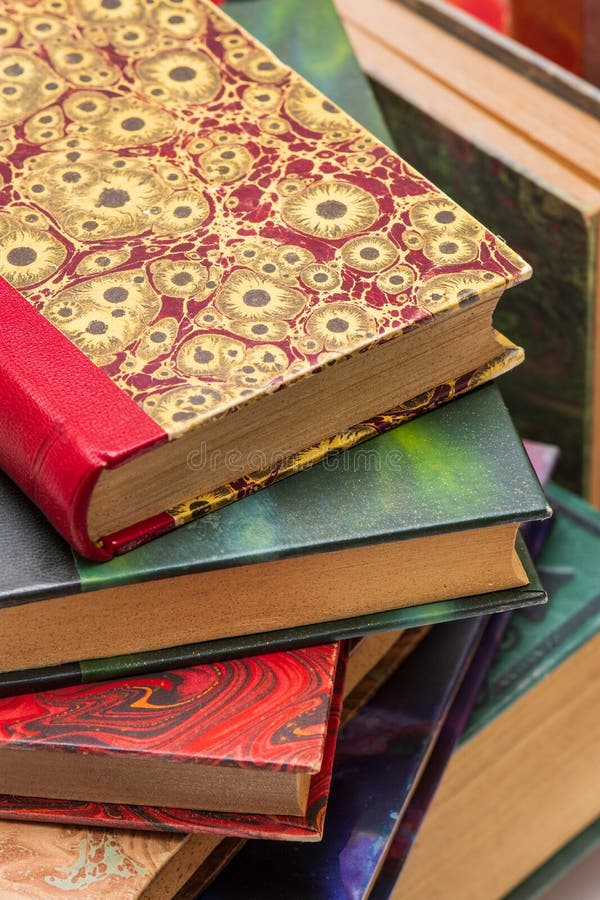 Stack of Old Books with Colorful Ancient Bindings Stock Image - Image ...