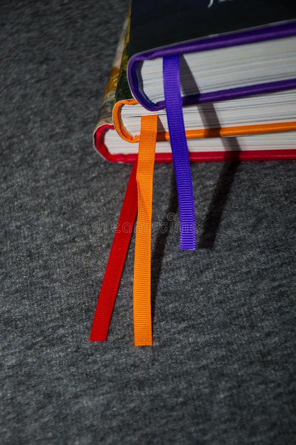 Stack of Old Books with Bookmarks Stock Photo - Image of archive ...
