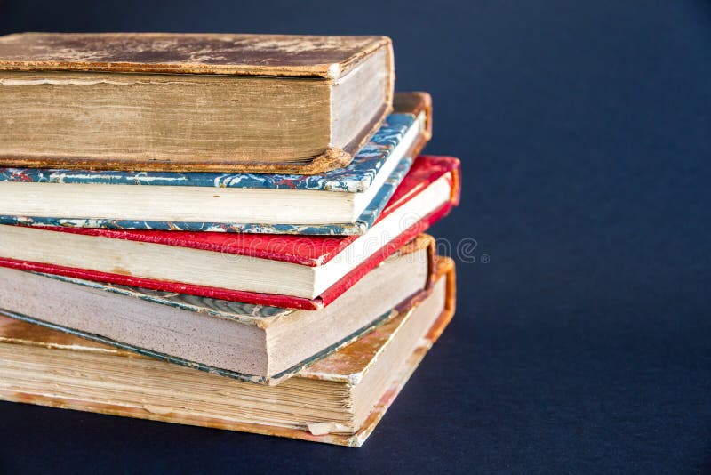 Stack of Old Books on Dark Background Stock Photo - Image of education ...