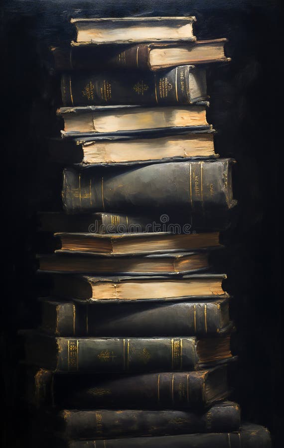 Stack of Old Books on a Dark Background, Retro Style Toned Image Stock ...