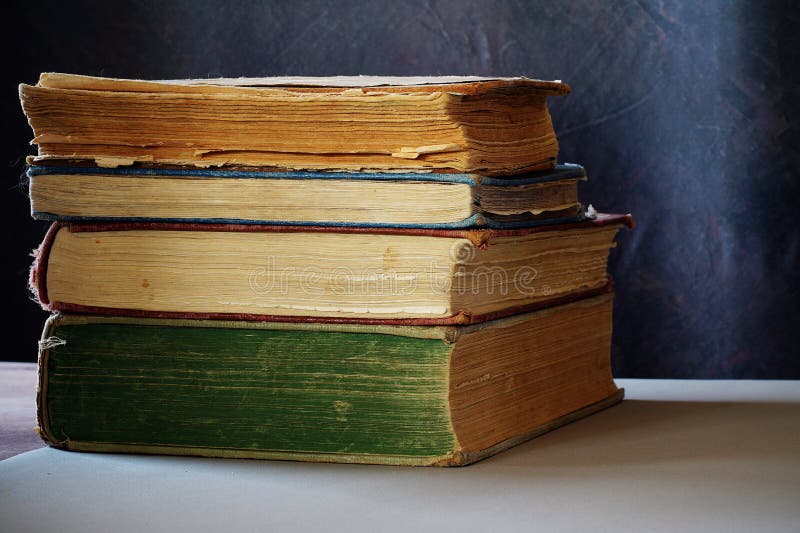 A Stack of Old Books in Different Colors Stock Image - Image of data ...
