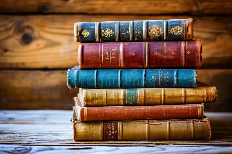 Stack of Old Books with Different Colors and Sizes. Generative AI Stock ...