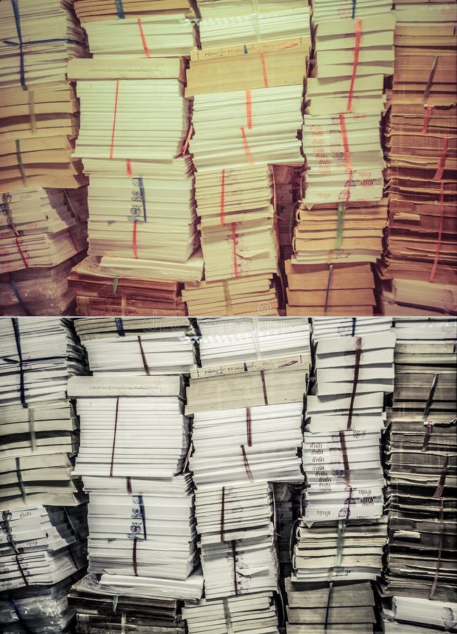 Stack of Old Books and Documents in Grunge Retro Color Set Stock Image ...