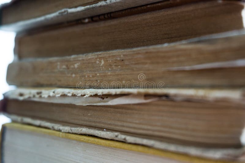 Stack of Old Books with Dusty Pages Stock Image - Image of bookcase ...
