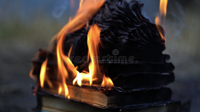 A Stack of Old Books on Fire Burns on the Ground Stock Image - Image of ...