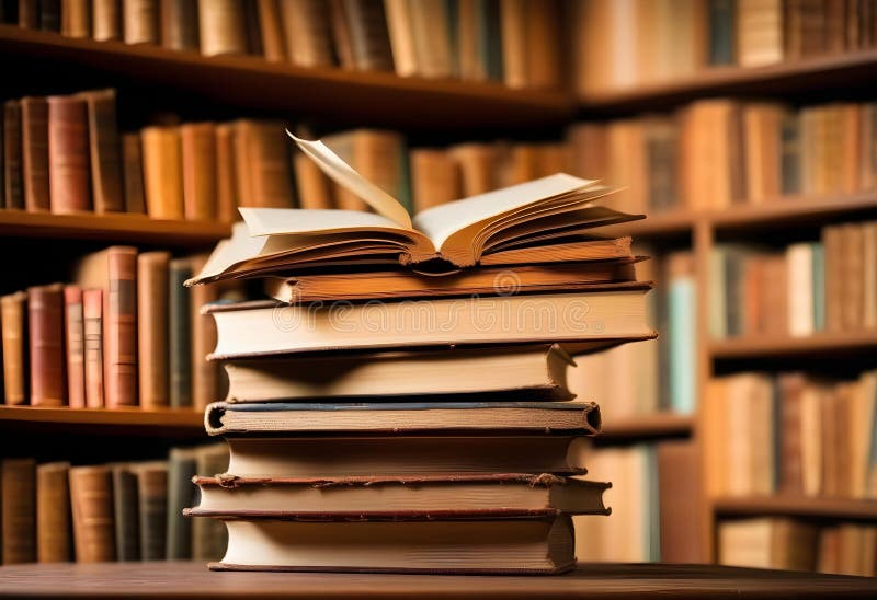 A Stack of Old Books and Flying Book Pages Against the Background of ...
