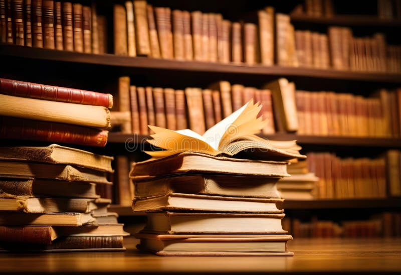 A Stack of Old Books and Flying Book Pages Against the Background of ...