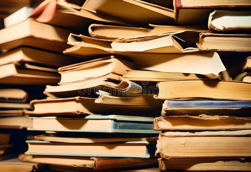A Stack of Old Books and Flying Book Pages Against the Background of ...