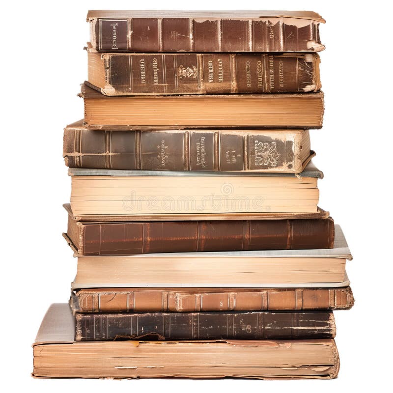 Stack of Old Books Forming a Big Pile Isolated on White Stock Image ...