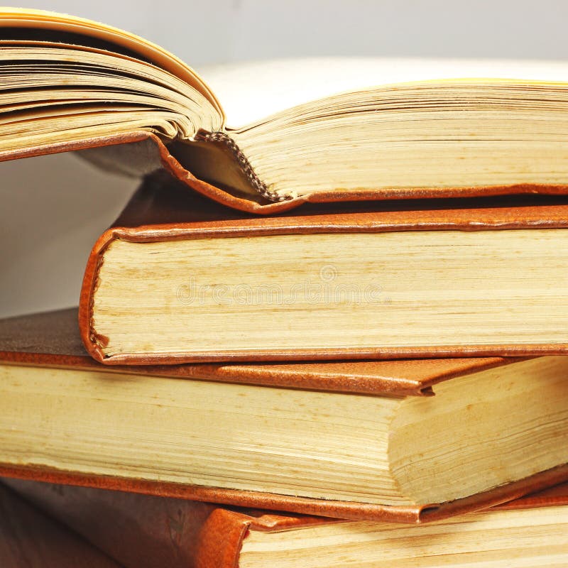 A Stack of Old Books, Frayed Pages. Worn Damaged Covers, Close-up Stock ...