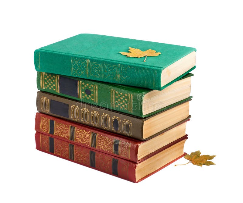 A Stack of Old Books with Gold Stamping Stock Image - Image of blank ...