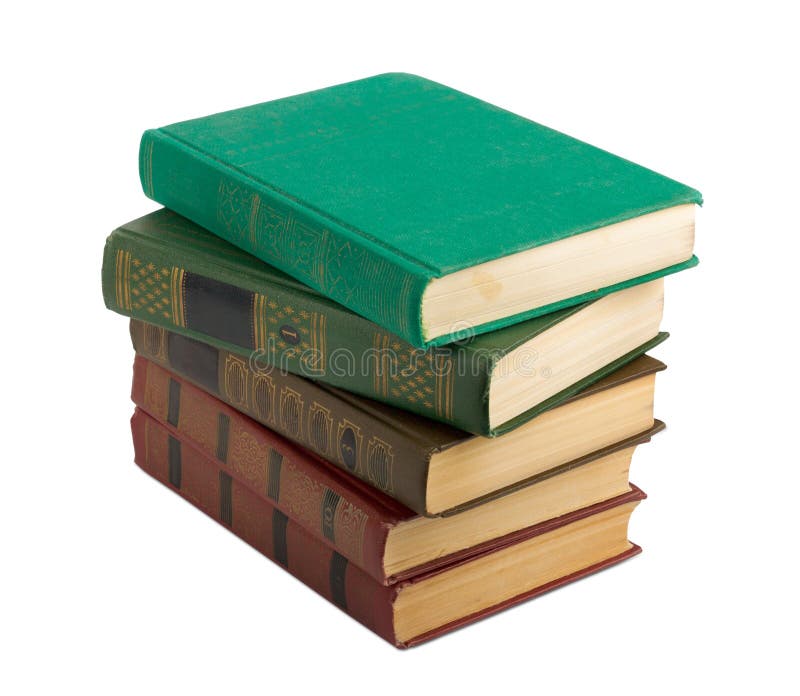 A Stack of Old Books with Gold Stamping Stock Image - Image of book ...