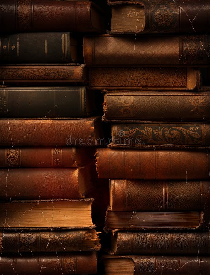 Stack of Old Books in Grunge Style. Stock Illustration - Illustration ...