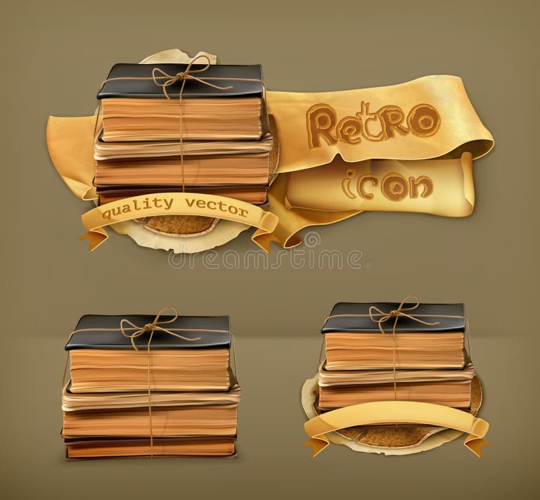 Stack of old books icons stock vector. Illustration of antique - 57418703