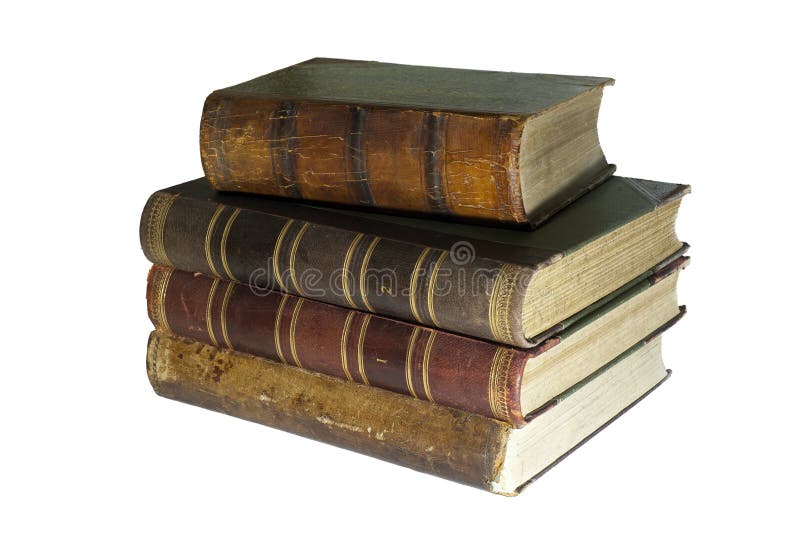A Stack of Old Books Isolated Stock Image - Image of antiquarian ...