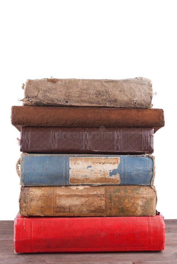 Stack of Old Books Isolated on White Stock Image - Image of white ...