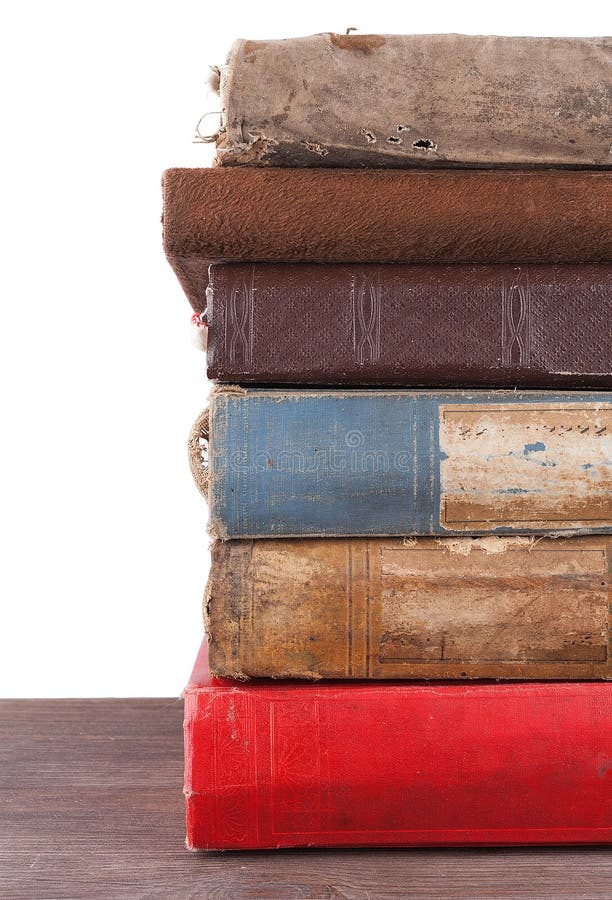Stack of Old Books Isolated on White Stock Image - Image of vintage ...