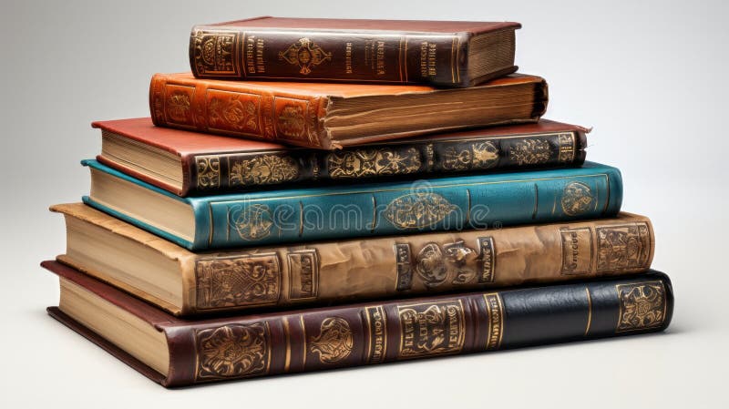 Stack of Old Books Isolated on White Backgroun. Generative AI. Stock ...