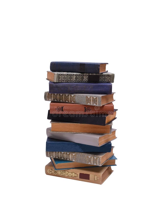 Stack of Old Books Isolated on White Background Stock Photo - Image of ...