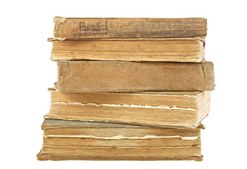 Stack of Old Books Isolated on White Background Stock Photo - Image of ...